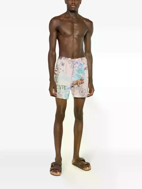 AMIR SLAMA Graphic-print Silk Shorts