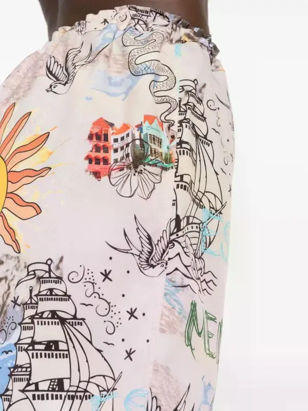 AMIR SLAMA Graphic-print Silk Shorts