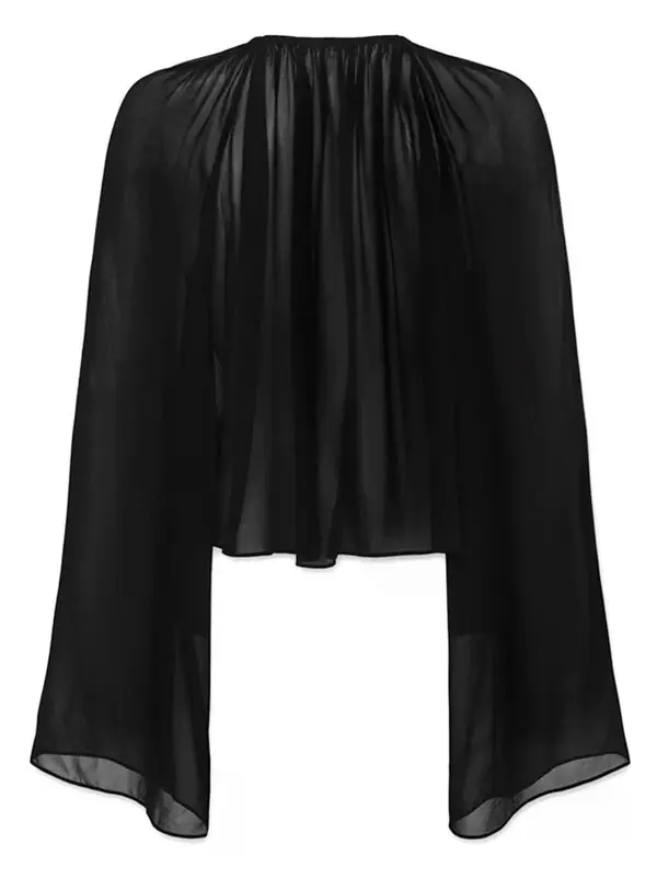 FRAME Shirred V-neck Silk Blouse