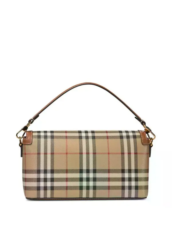 Burberry Check Pattern Leather Trim Shoulder Bag - Neutrals