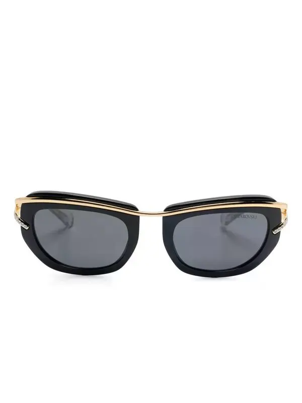 SWAROVSKI Sk7026 Rectangle Sunglasses - Black