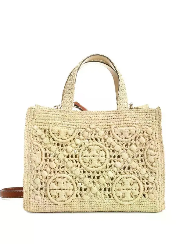 Tory Burch T Monogram Raffia Tote Bag