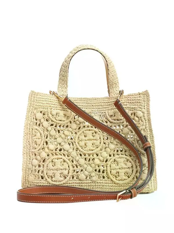 Tory Burch T Monogram Raffia Tote Bag