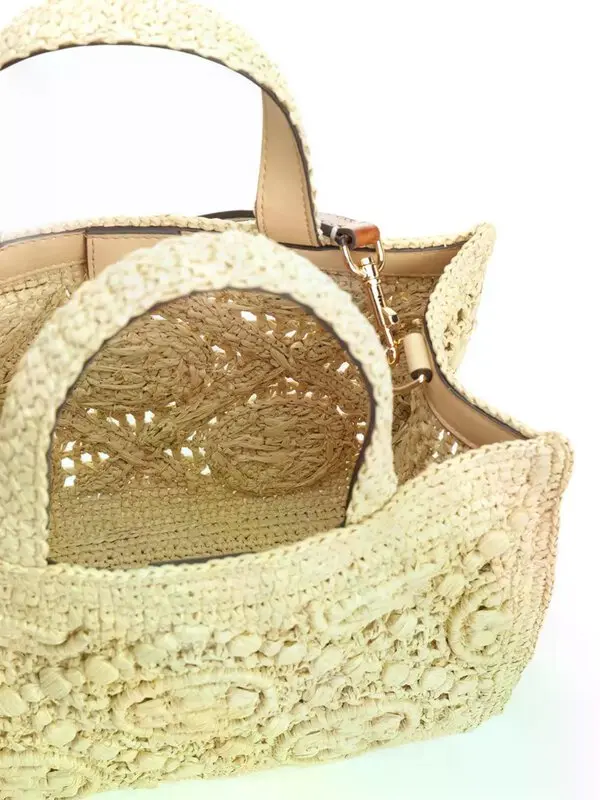 Tory Burch T Monogram Raffia Tote Bag