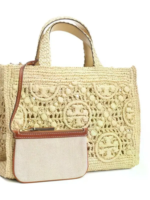Tory Burch T Monogram Raffia Tote Bag