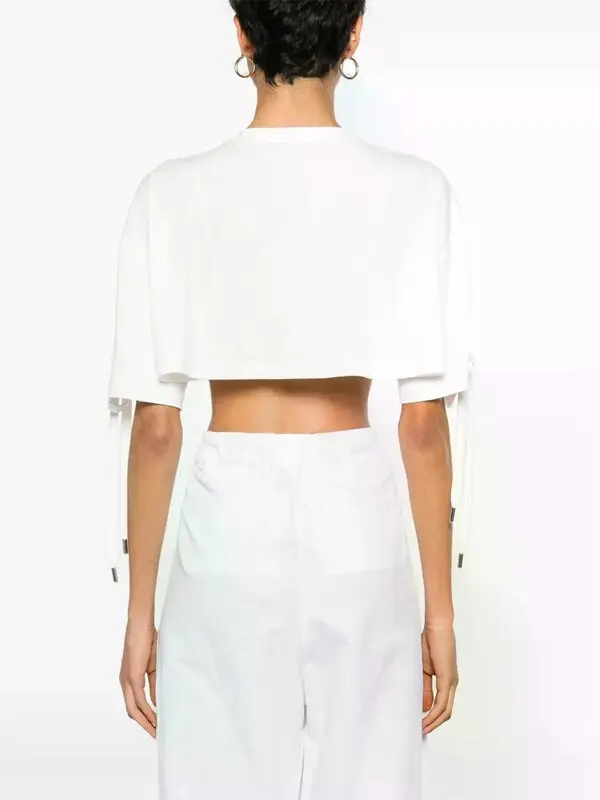 Pinko Lace-up Cropped T-shirt - White