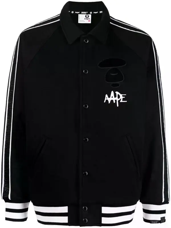 AAPE BY *A BATHING APE Logo-print Striped Bomber Jacket - Black
