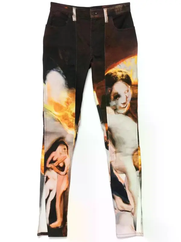 MUGLER X Ambera Wellmann Sunset-printed Jeans - Brown