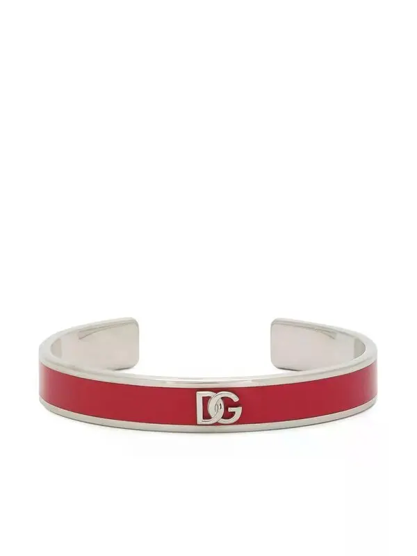 Dolce & Gabbana Logo-plaque Cuff Bracelet - Silver