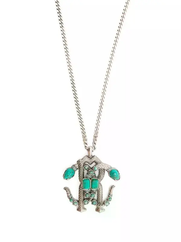 Roberto Cavalli Mirror Snake Pendant Necklace - Silver