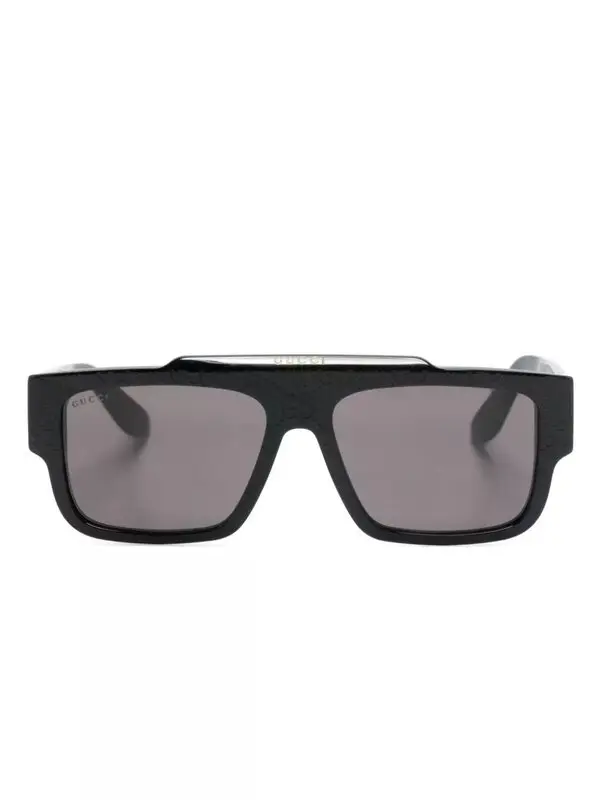 Gucci Gg Monogram Rectangle-frame Sunglasses - Grey