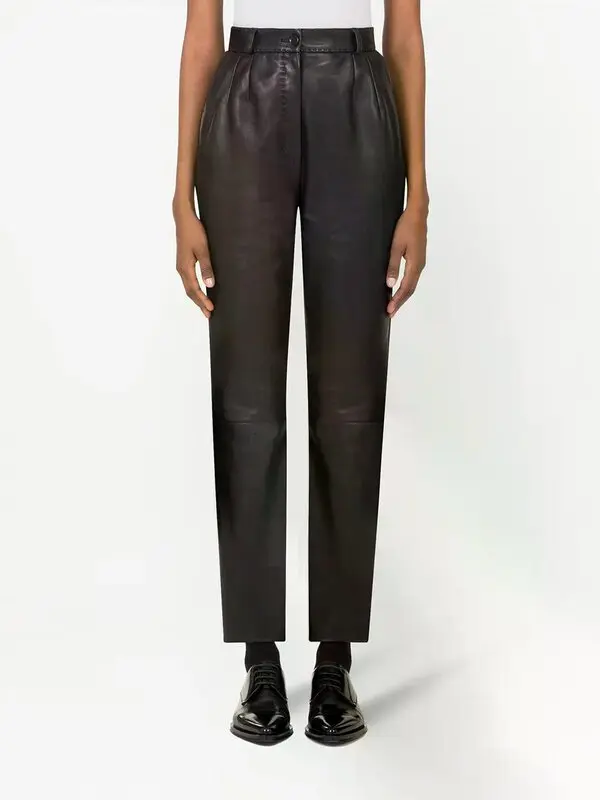 Dolce & Gabbana Dart-detail Plongé Leather Trousers