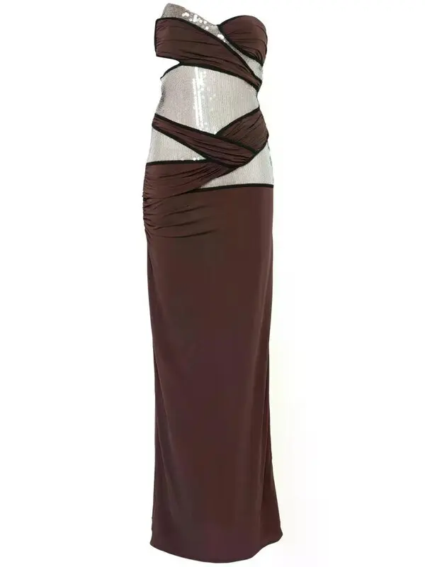 NENSI DOJAKA Sequin-embellished Maxi Dress - Brown
