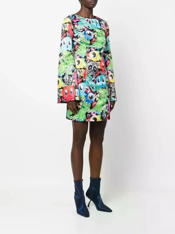 Philipp Plein Graphic-print Long-sleeve Dress