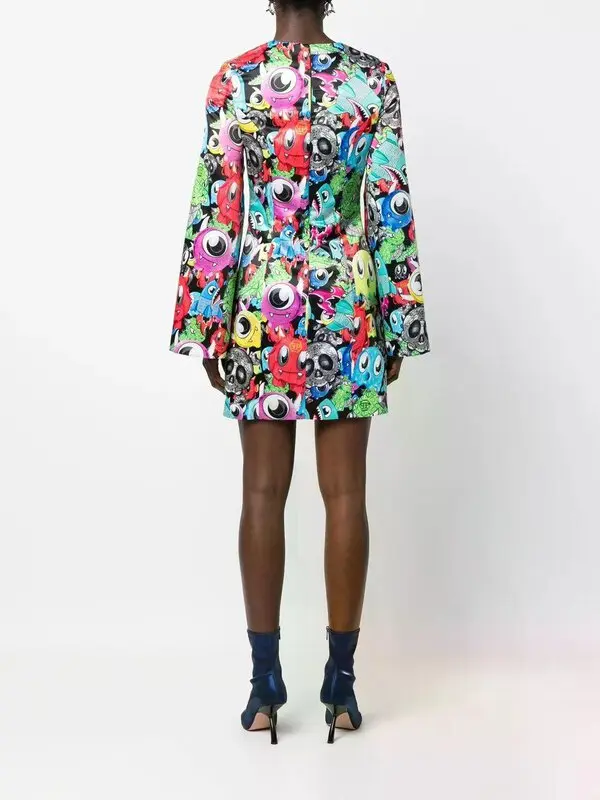 Philipp Plein Graphic-print Long-sleeve Dress