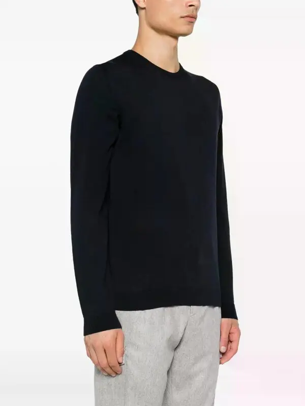 ROBERTO COLLINA Merino Wool Crew Neck Sweater - Blue