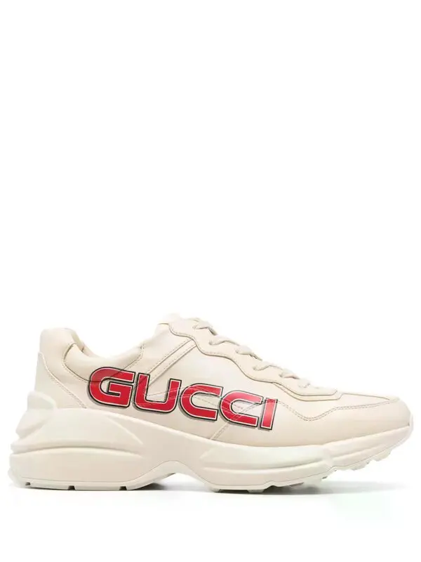 Gucci Logo-print Leather Sneakers - Neutrals