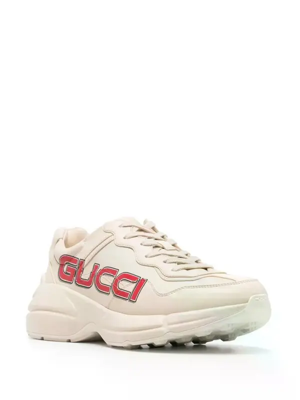 Gucci Logo-print Leather Sneakers - Neutrals