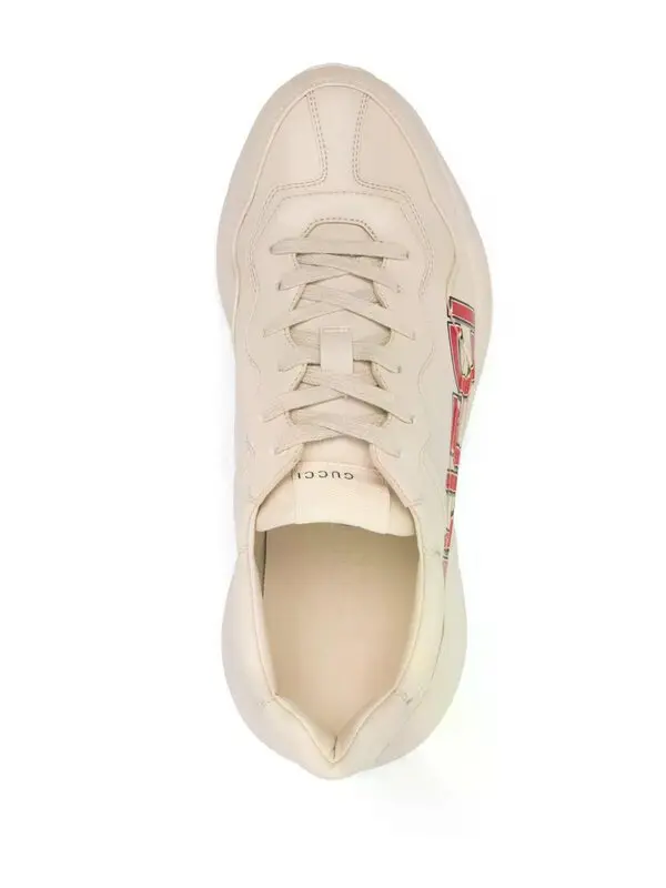 Gucci Logo-print Leather Sneakers - Neutrals
