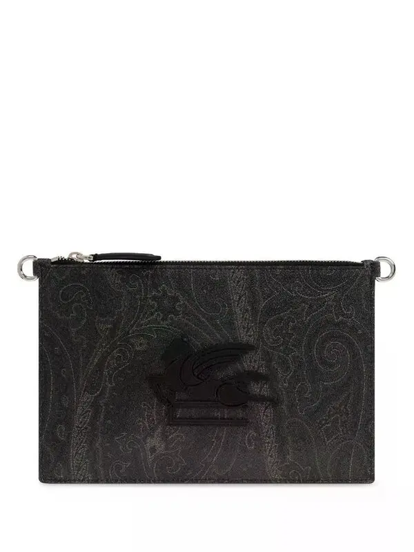 Etro Pegasus Patch Clutch - Black