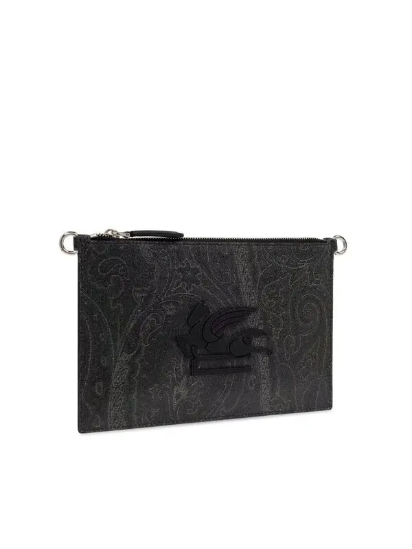 Etro Pegasus Patch Clutch - Black