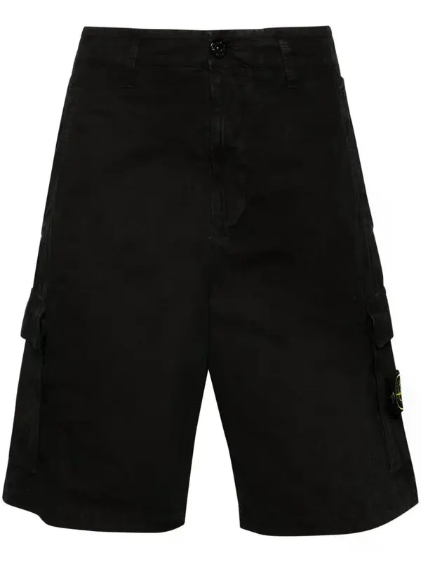 Stone Island Compass-badge Cotton Cargo Shorts - Black