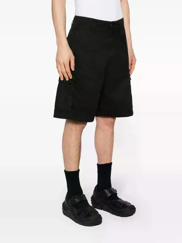 Stone Island Compass-badge Cotton Cargo Shorts - Black
