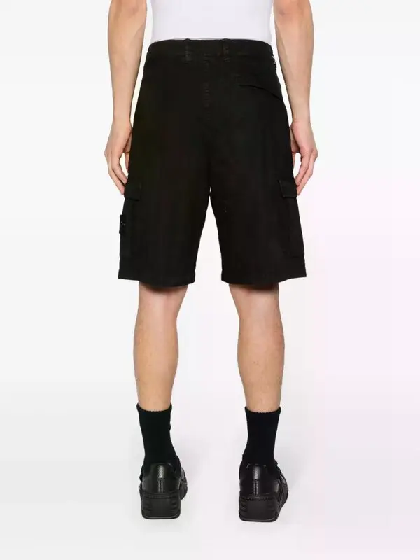 Stone Island Compass-badge Cotton Cargo Shorts - Black