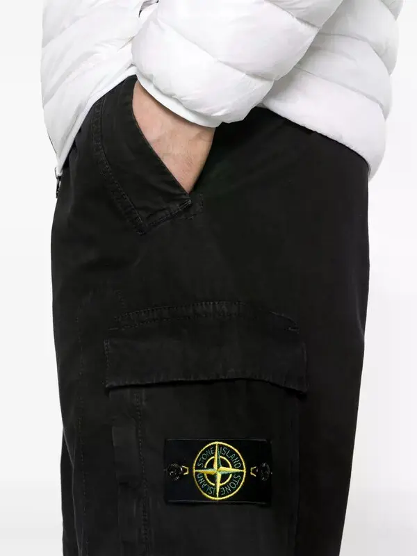 Stone Island Compass-badge Cotton Cargo Shorts - Black