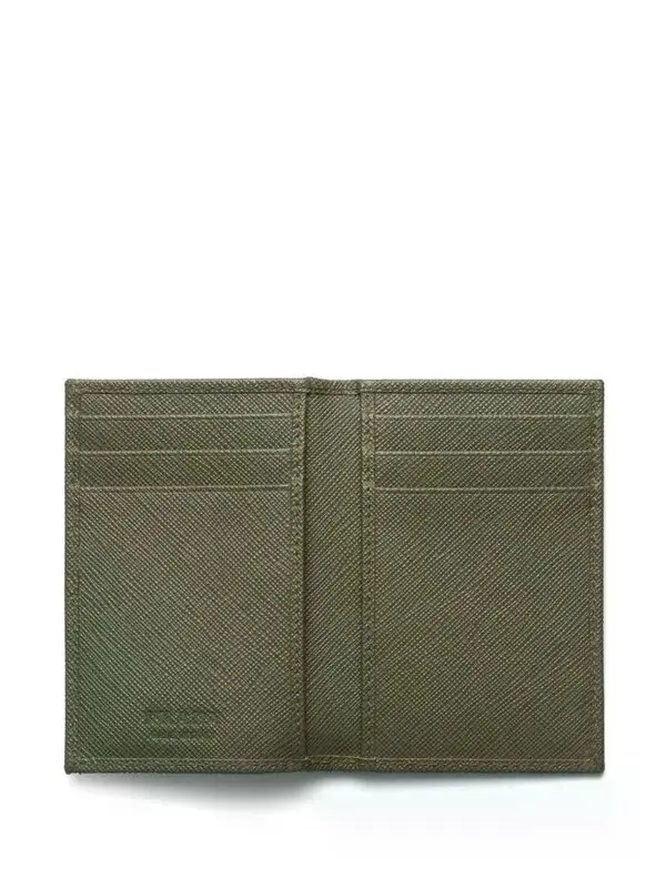 Prada Logo-plaque Saffiano Leather Wallet - Green