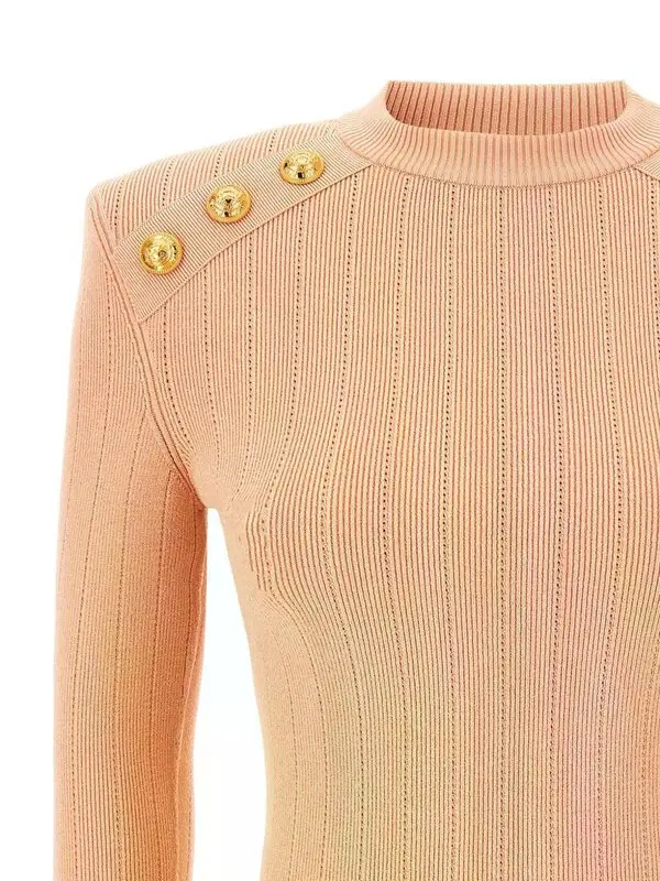 Balmain Button-detailed Knitted Sweater - Pink