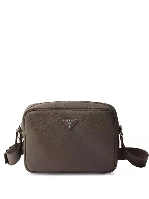 Prada Textured Leather Shoulder Bag - Grey