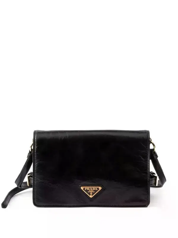 Prada Mini Leather Shoulder Bag - Black