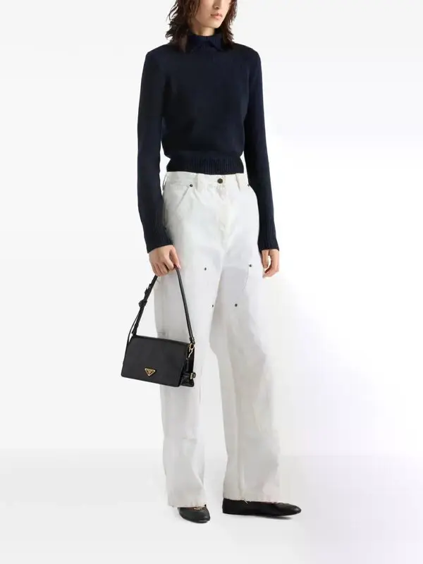 Prada Mini Leather Shoulder Bag - Black