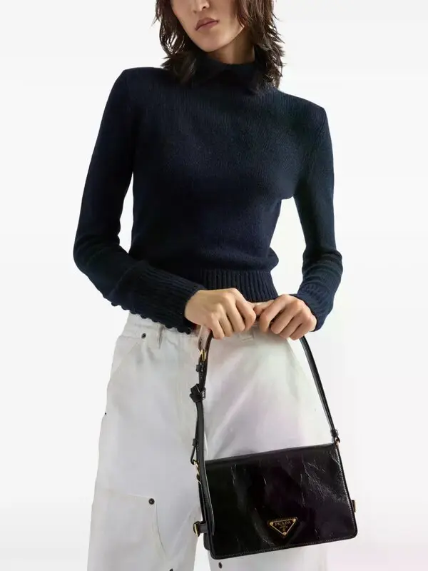 Prada Mini Leather Shoulder Bag - Black