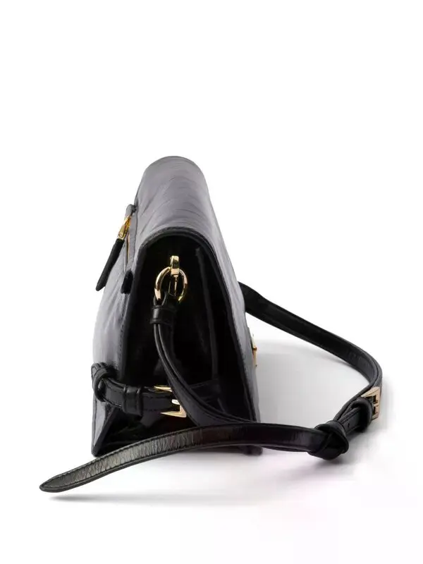 Prada Mini Leather Shoulder Bag - Black