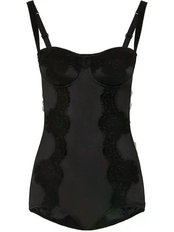 Dolce & Gabbana Lace-detail Balconette Bodysuit - Black