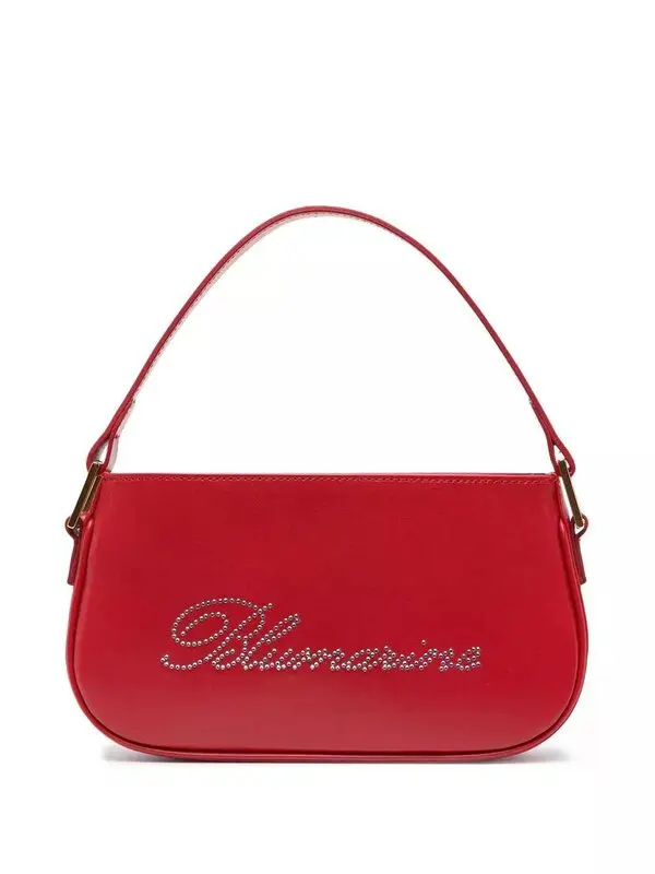 Blumarine Rhinestone-logo Leather Shoulder Bag - Red