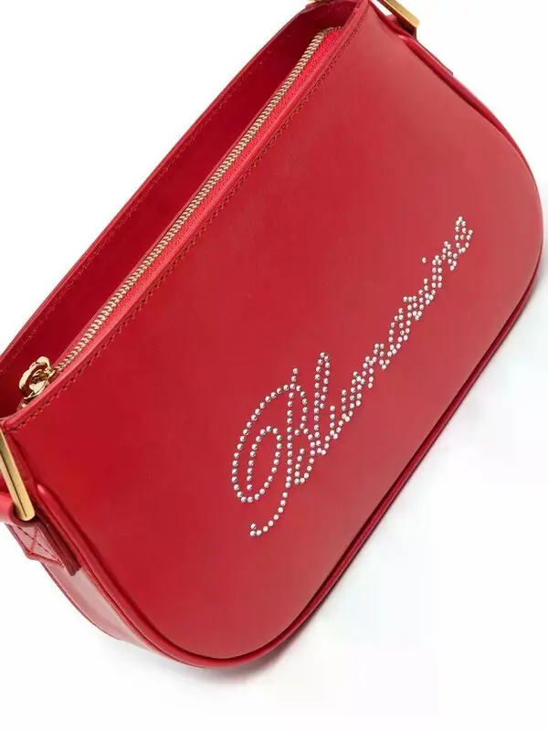 Blumarine Rhinestone-logo Leather Shoulder Bag - Red