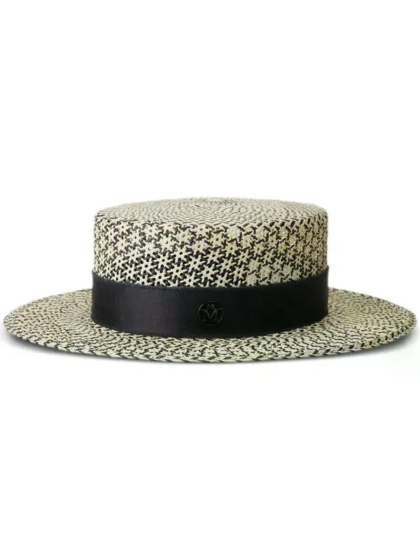 MAISON MICHEL Kiki Logo-detail Straw Fedora - Neutrals
