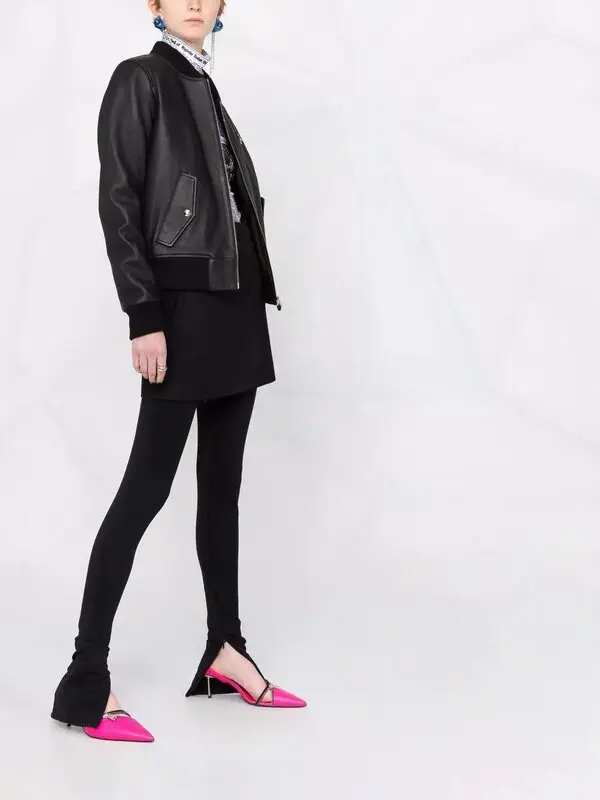 Philipp Plein Leather Bomber Jacket