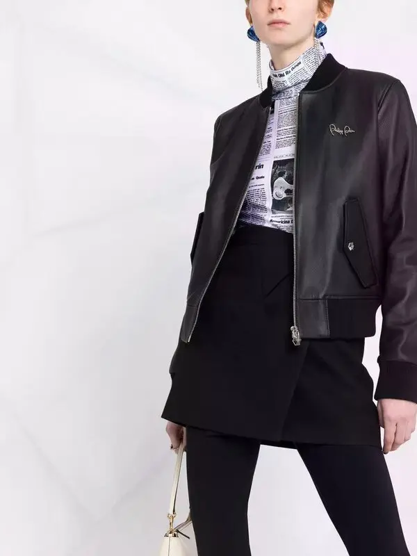 Philipp Plein Leather Bomber Jacket
