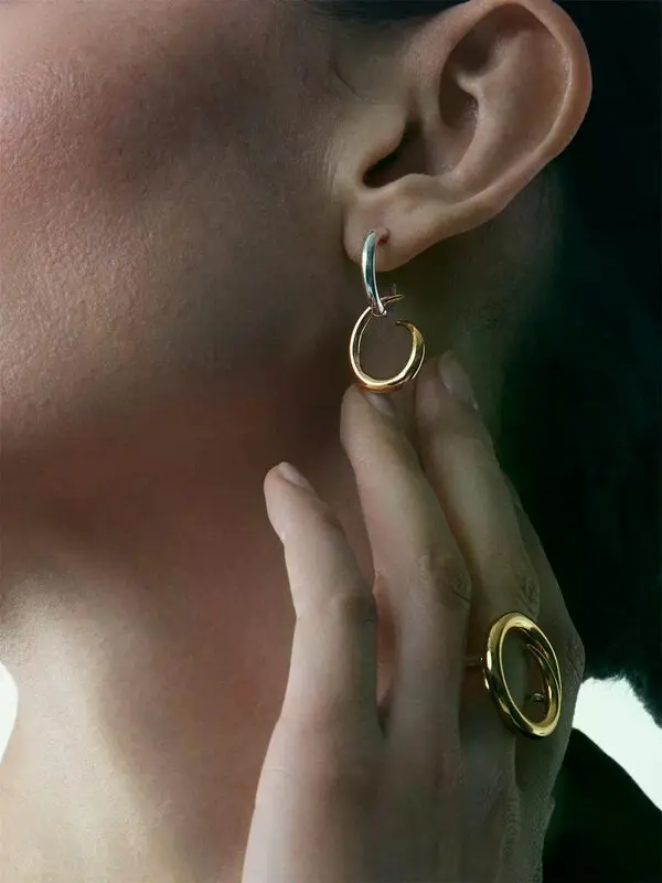 DINNY HALL Toro Drop Hoop Earrings - Silver