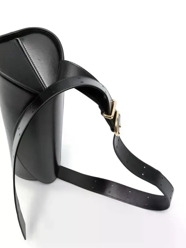 JIL SANDER Cannolo Leather Shoulder Bag - Black