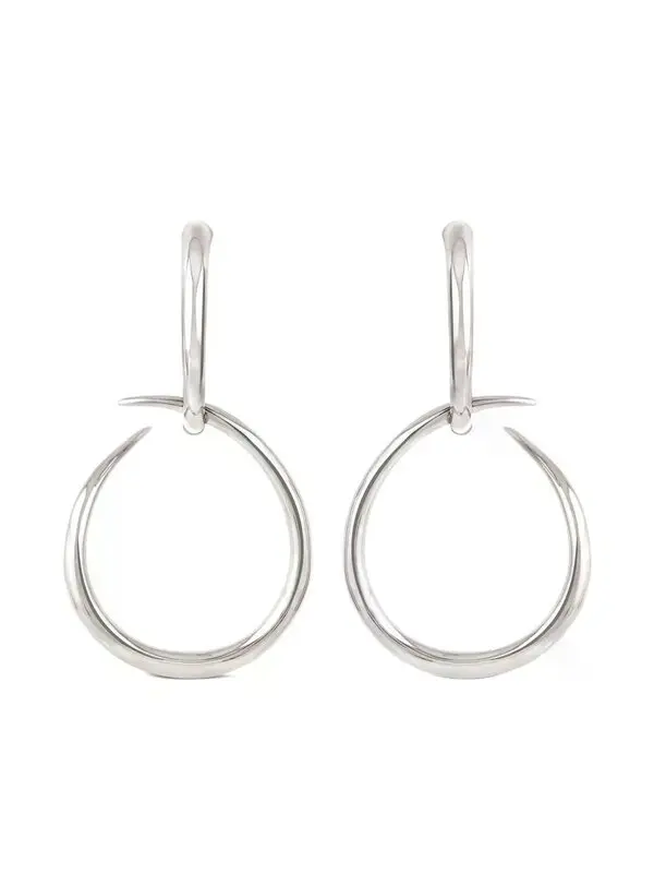 DINNY HALL Large Toro Drop Hoop Earrings - Silver