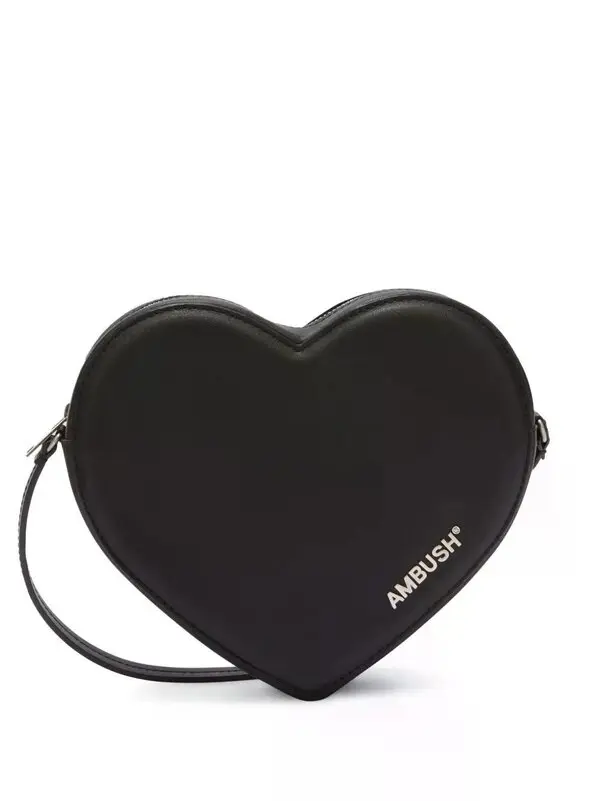 AMBUSH Heart Leather Crossbody Bag - Black