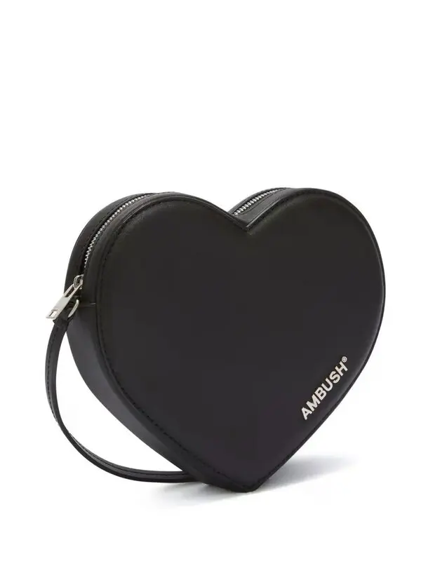 AMBUSH Heart Leather Crossbody Bag - Black