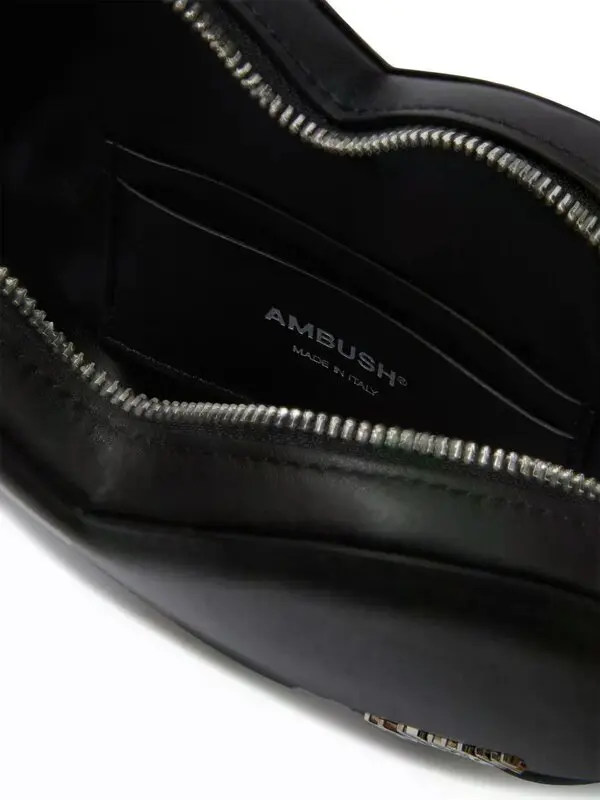 AMBUSH Heart Leather Crossbody Bag - Black
