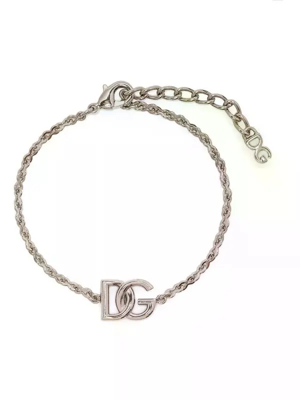 Dolce & Gabbana Logo-plaque Chain-link Bracelet - Silver