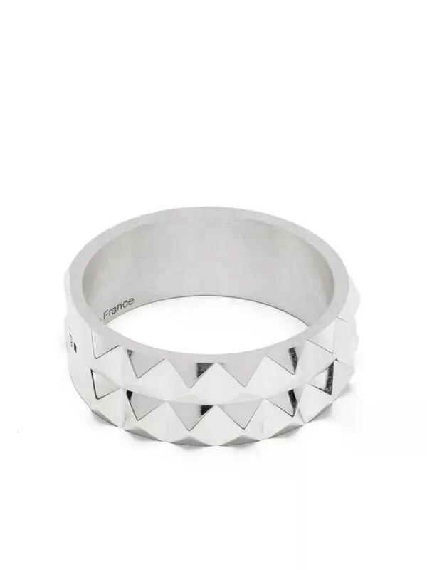 Le Gramme 7g Guilloché Pyramid Ribbon Ring - Silver